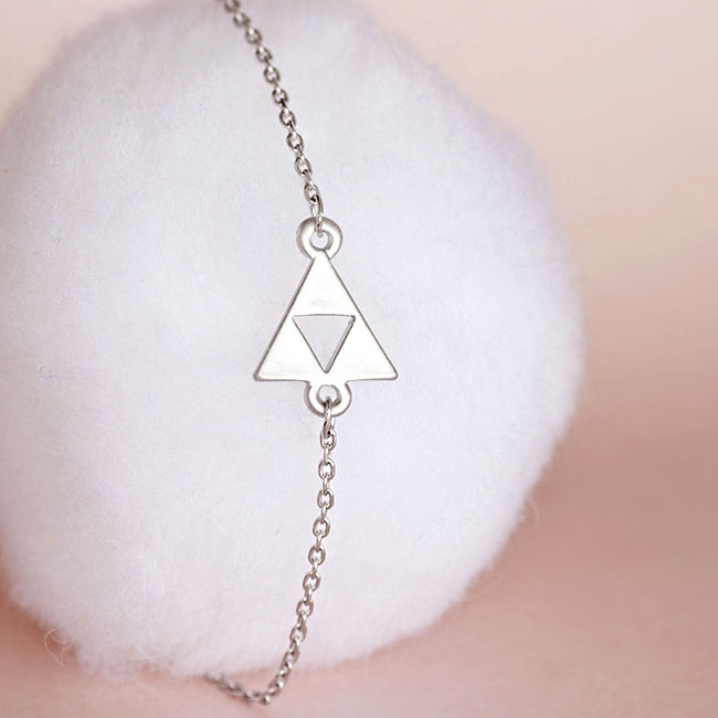 Silver Triforce Zelda Bracelet, Geometric Triangle Minimalist on Luulla