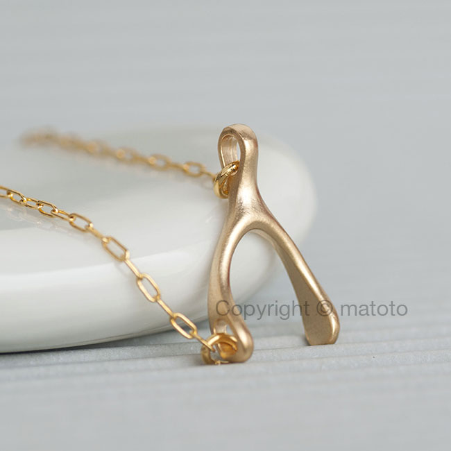 Gold Wishbone Necklace, Sideways Wishbone Necklace, Wish Necklace ...