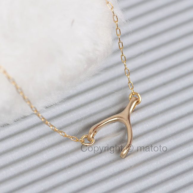 Gold Wishbone Necklace, Sideways Wishbone Necklace, Wish Necklace ...