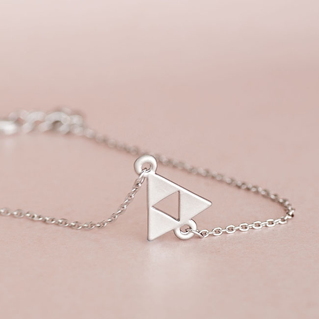 Silver Triforce Zelda Bracelet, Geometric Triangle Minimalist on Luulla