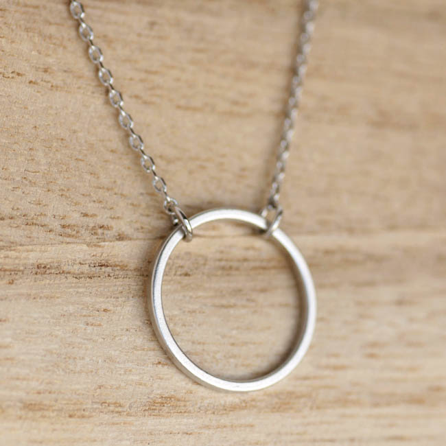 Tiny Round Circle Hoop Necklace, Minimalist Inspired, Gold Or Silver ...