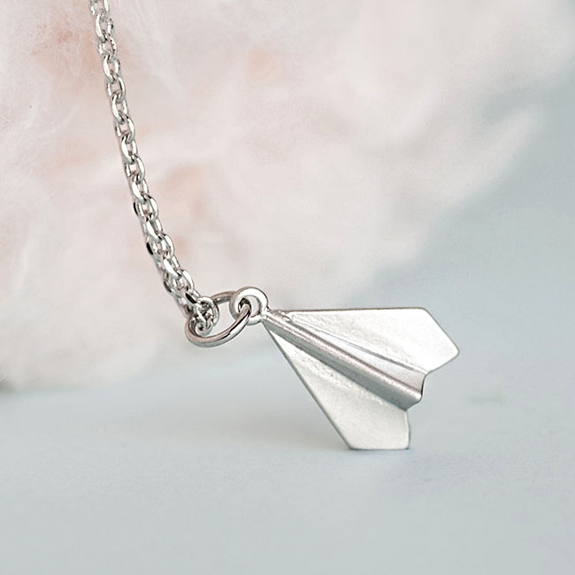 Silver Paper Airplane Necklace, Origami Aeroplane Charm, Unique on Luulla